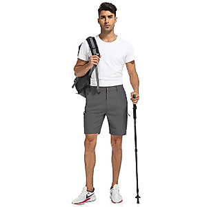 Flewolch Men's Hiking Shorts Quick Dry Outdoor Travel Cargo Shorts with Multi Pocket Gray 32