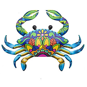 SOBLUING Crab Wall Decor Metal Crabs Decorations, Tiki Bar Wall Decor Coastal Sculptures for Home, Outdoor Wall, Home Door, Window, Ocean Theme Room, Set of 4