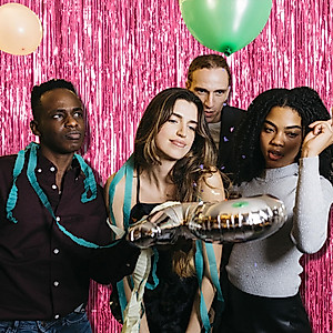 2 Pack Pink Backdrop Party Decorations Tinsel Curtain Party Backdrop Foil Fringe Birthday Decorations Photo Booth Streamer Backdrop Pink Theme Bachelorette Graduation Party Decorations