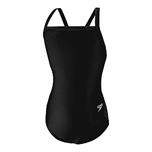 Speedo Girl's Swimsuit One Piece PowerFlex Flyback Solid Youth New Black, 26