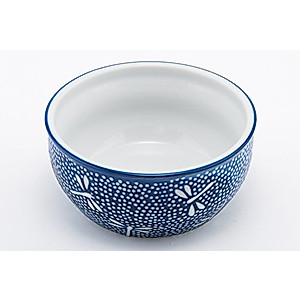 Microwave Ceramic Bowl With Lid Ideal For Food Prep Food Storage Meal Planning (Blue Dragonfly 5")