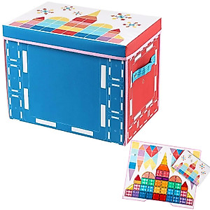 Vibrant Learning Toys Magnetic Tile Storage Bin & Interactive Play-Mat