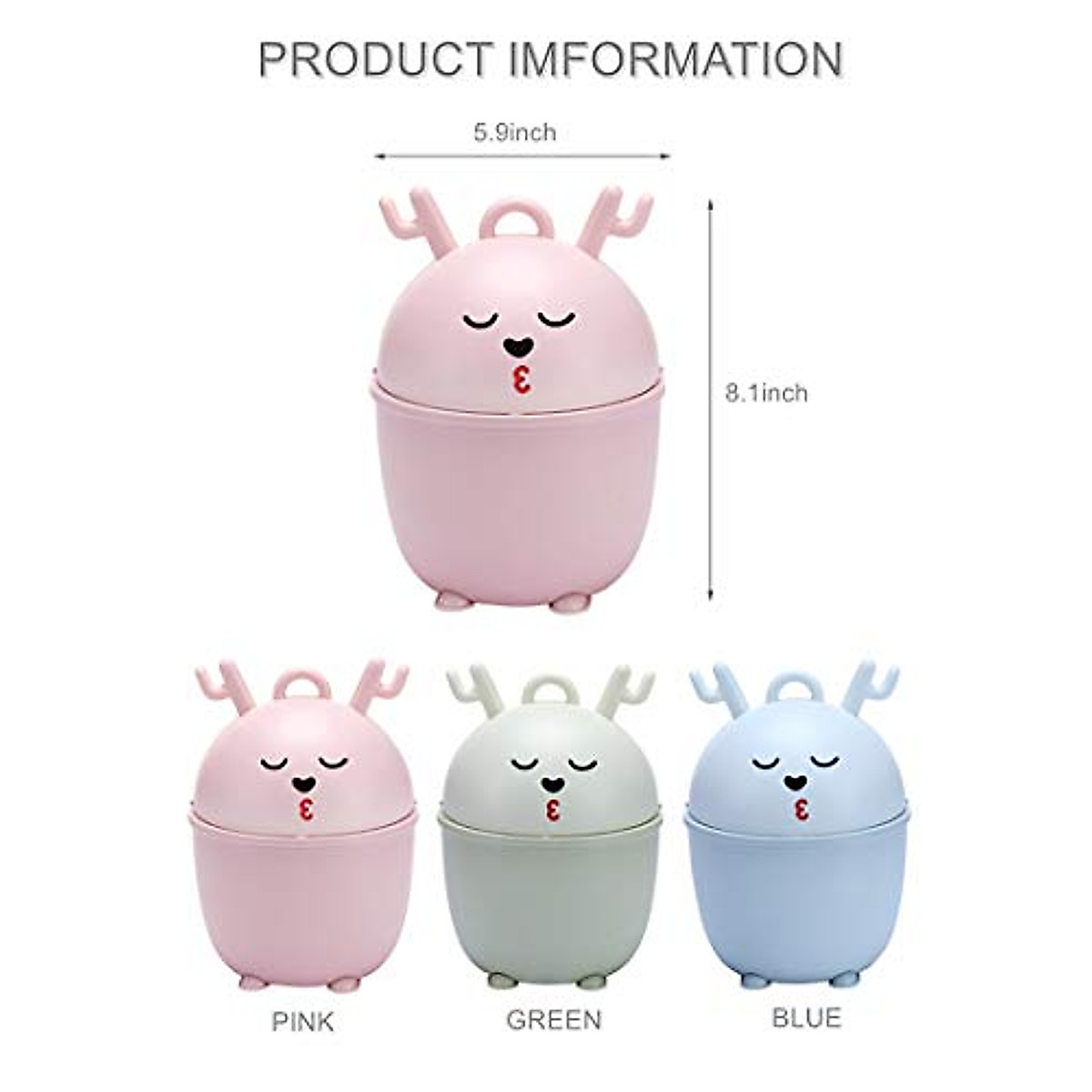 ESD HSDMYSH Cute Trash can Countertop Trash Can Desktop Trash Can TabletopTrash Can Mini Garbage cans for Bedroom Living Room Bathroom Small Wastebasket with Lid(Pink)