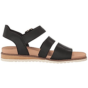 Dr. Scholl's Shoes Women's Island Glow Strappy Flat Sandal,Black Smooth,8.5