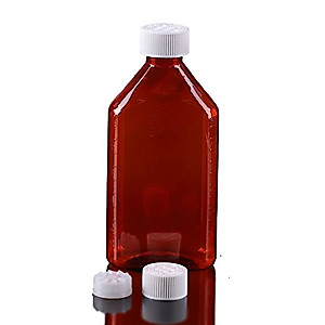 BioRx Laboratories Pharmacy Oval Bottle Amber 12 oz with CR Caps Included (QTY. 6) - Prescription Pharmacy Bottle, Pharmacy Container, Prescription Plastic Container by Sponix