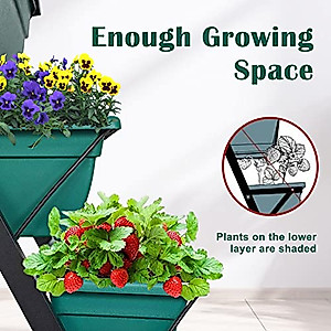 kinbor Raised Garden Bed with Wheels Vertical Garden Freestanding Elevated Planters with 5 Container Boxes for Outdoor Indoor Patio Balcony