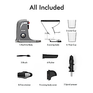 SiFENE Cold Press Juicer Machine, Dual Feed Chute Slow Masticating Juicer, Vegetable and Fruit Juice Maker Squeezer Machines, Recipes Included