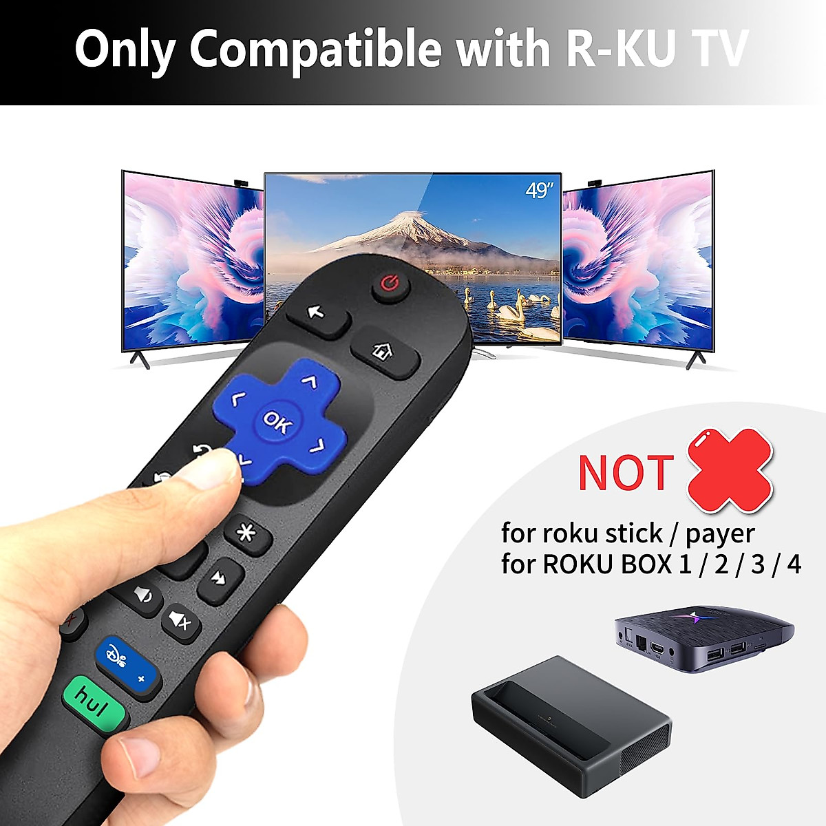 EFGWXYZZ Universal TV Remote Compatible with Roku TVs, Compatible with TCL/Hisense/Onn/Sharp/Element/Westinghouse/Philips/Insignia/Jvc/RCA Smart TVs (Pack of 2)