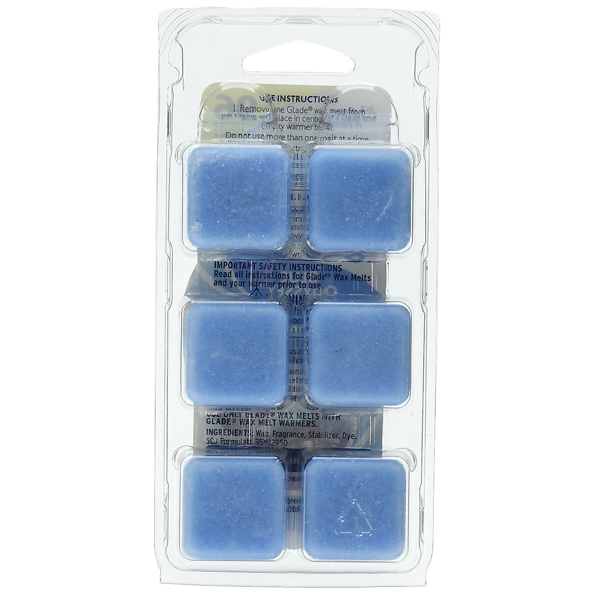 Glade Wax Melts Air Freshener, Scented Candles with Essential Oils for Home and Bathroom, Blue Odyssey, 6 Count