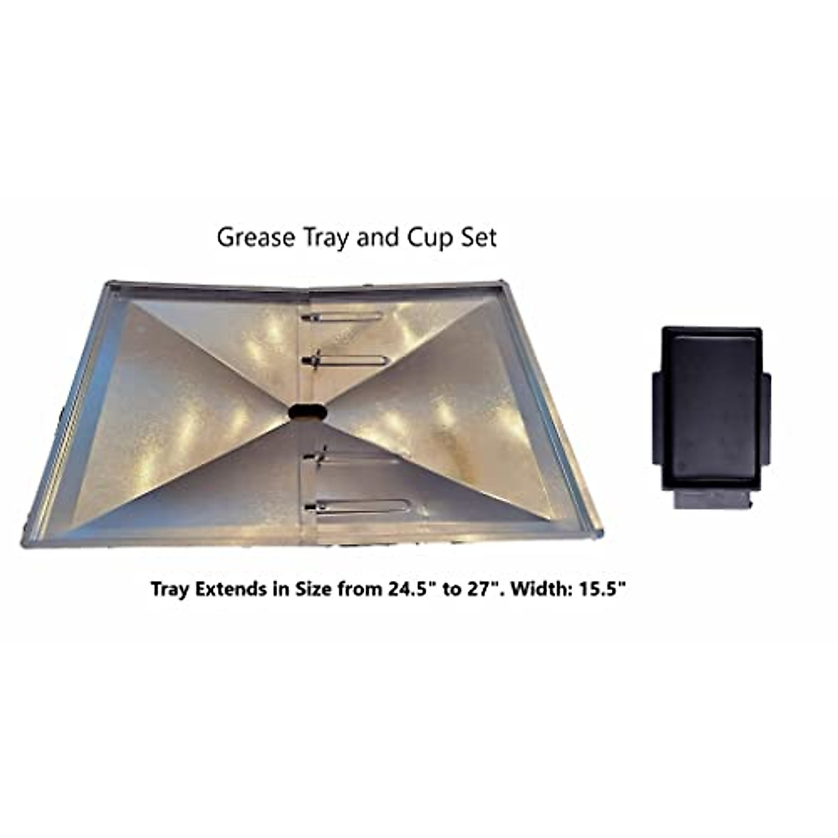 Quickflame Grill Drip Pans Adjustable Grease Tray and Heat Plates Set Fit for DynaGlo, Uniflame, BHG, Backyard Grill Models -(27")