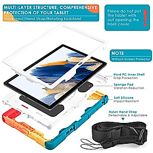 DETUOSI Galaxy Tab A8 10.5 Case with Rotate Stand & Shoulder Strap, Kids Friendly Shockproof Protective Case for Samsung Tab A8 10.5 inch 2022 (SM-X200/X205/X207), Red & Green
