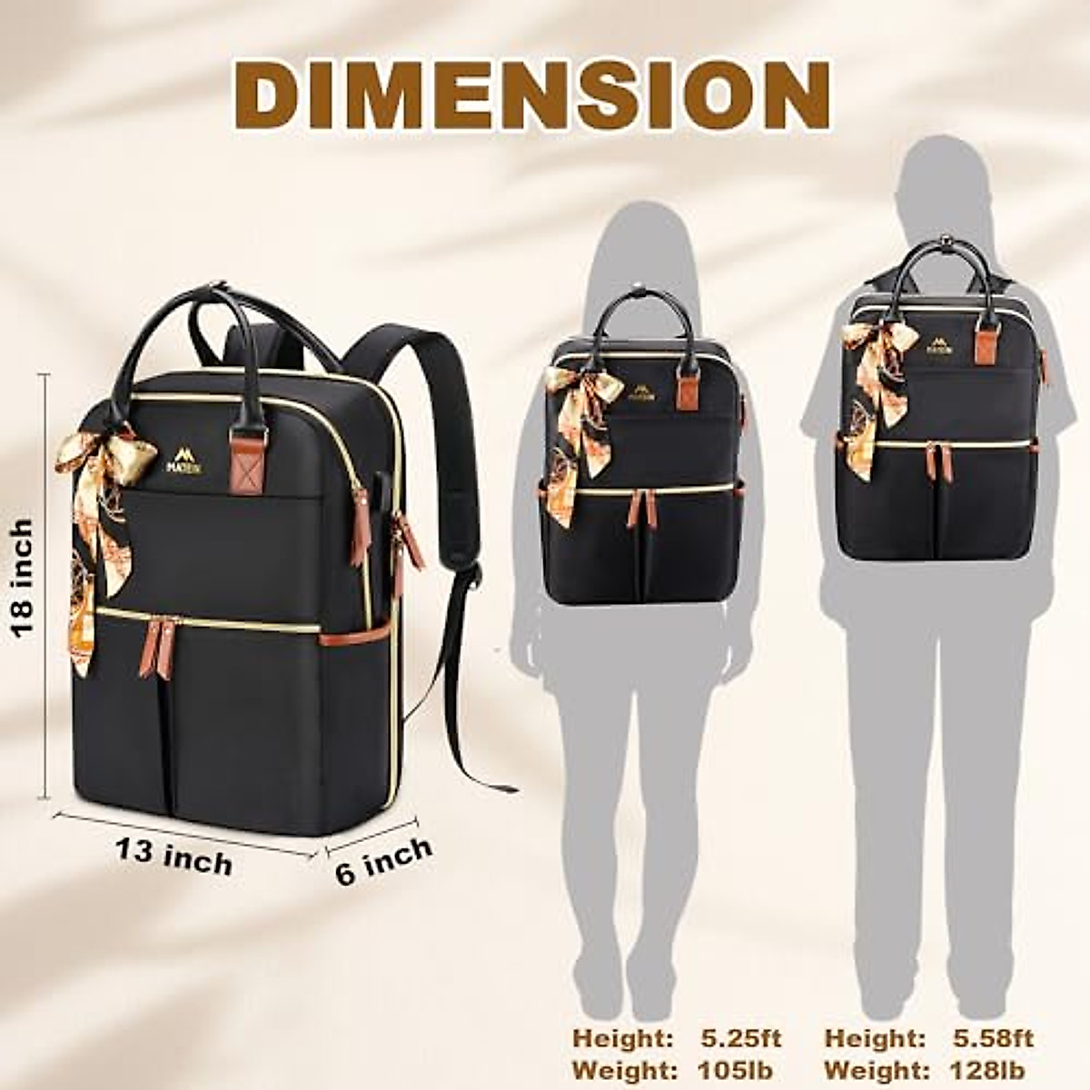 MATEIN Laptop Backpack for Women 17 Inch, Fashion Computer Backpack Purse with USB Charging Port, TSA Water Resistant Slim Teacher Bag Nurse College Daypack for Business Travel Work Gift, Black