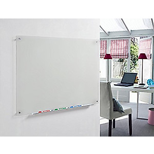 Audio-Visual Direct Frosted Glass Dry-Erase Board Set - 2' x 1.5' - Includes Hardware & Marker Tray (Non-Magnetic)
