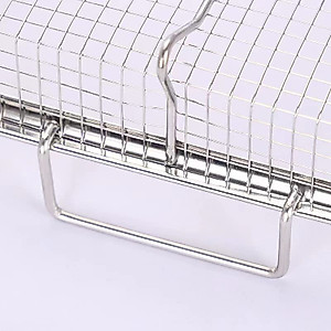 2Pcs Ponliumer Stainless Steel Air Fryer Basket For Oven,Dishwasher safe, Easy to Clean,Air fryer/oven tray suitable for mesh basket for baking/defrosting/frying/food
