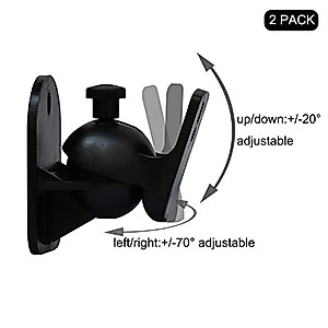 Bealuffe Speaker Wall Mount Brackets, Universal Mount for Surround Sound Speakers, Satellite Speaker Wall Mounting Brackets for Home Theater 2 Pack