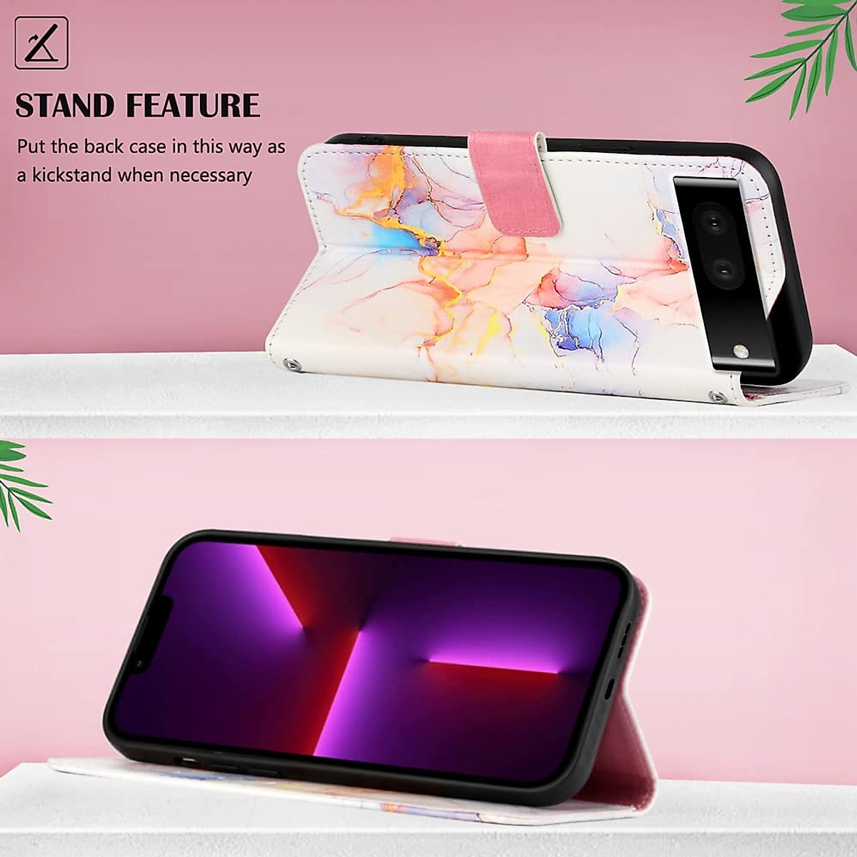 Asdsinfor for Google Pixel 8 Pro Case,Google Pixel 8 Pro Wallet Case,Credit Cards Holder Kickstand Shockproof Flip Magnetic Protection Phone Case for Google Pixel 8 Pro.Marble White YBL