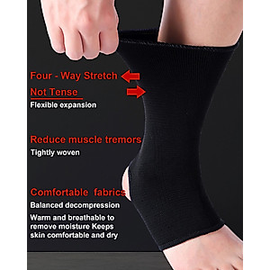 Handepo 4 Pairs Muay Thai Ankle Wraps MMA Ankle Support Foot Sleeve Ankle Braces for Men Women Kickboxing Martial Arts Gym Running Sports(Black, Red, Blue, Gray)