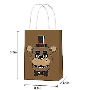 16 PCS Party Gift Bags for Five Night at Freddy's Party Supplies, Birthday Party Gift Goody Treat Candy Bags, Including 4 Patterns for Kids Birthday Party Decorations and Supplies