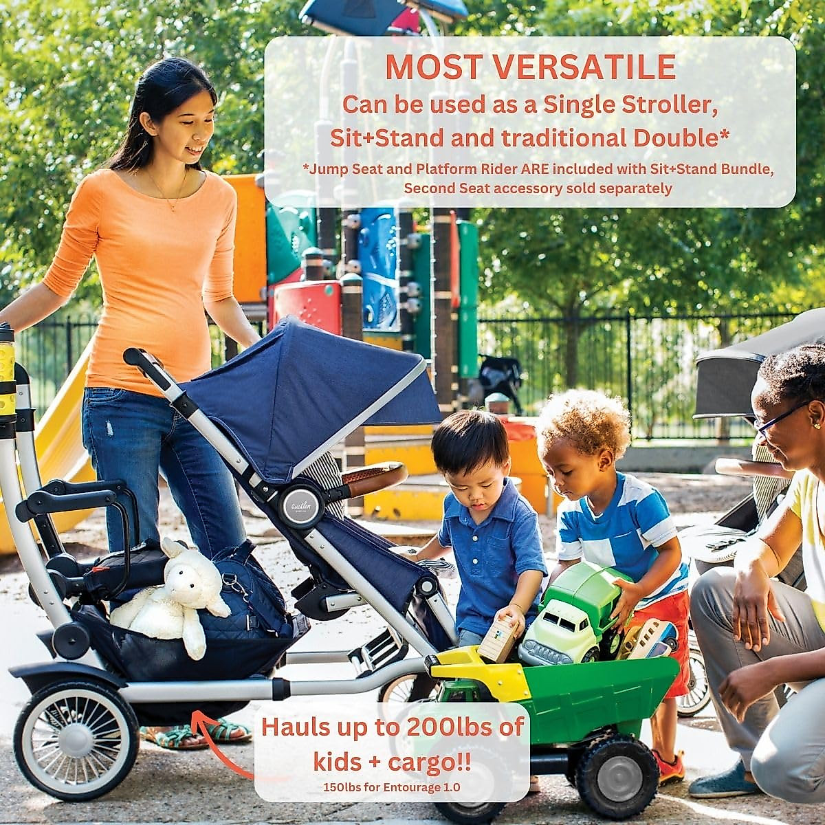 Austlen Entourage 2.0 Sit and Stand Stroller in Navy (Also Available in Black)