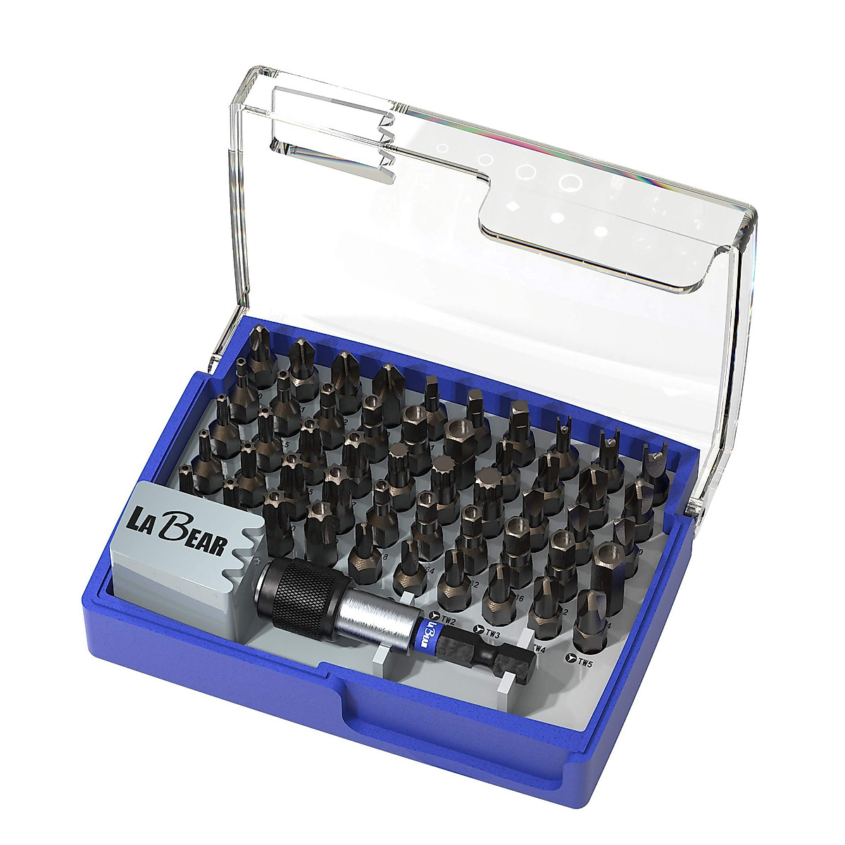 LaBear Drill Chuck Adapter 1/4" Hex Shank to Hold 0.3-6.5mm & LaBear 51-Piece Security Bit Set