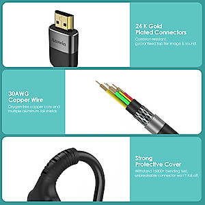 Answin DisplayPort to HDMI, 8K@30Hz DisplayPort to HDMI Cable(4K@60Hz, 2K@165Hz/144Hz) UniDirectional DP to HDMI Cable Compatible for PC, HP, DELL, GPU, AMD, NVIDIA and More-6ft