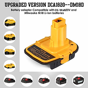 EID for Dewalt 20V to 18V Battery Adapter, 2-Pack DM18D Upgraded Version DCA1820 Converter for Dewalt 18V/20V & for Milwaukee M18 18V Battery to Work for Dewalt 18V Nicad & NiMh Battery Tools