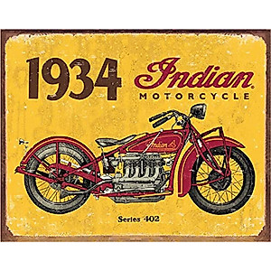 Desperate Enterprises 1934 Indian Motorcycle Tin Sign - Nostalgic Vintage Metal Wall Décor - Made in USA