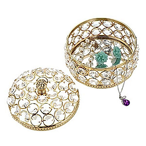 Hipiwe Crystal Mirrored Jewelry Box - Jewelry Trinket Organizer Treasure Box Home Decor Ring Earrings Necklace Storage Holder Chest Keepsake Box,Birthday Christmas Gift for Women Girls, Large