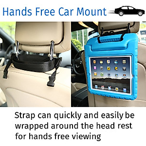 HDE Shoulder Strap for Shockproof iPad Case - Adjustable Carry Strap Compatible with All Shock Proof Apple iPad Cases for Kids - Detachable Universal Design Transforms into a Car Headrest Mount