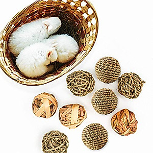 RoyalPolar 8 Pcs Small Animals Chew Toys Rat Activity Ball Guinea Pig Play Toys for Rabbits Squirrel Gerbils Small Pets Chewing and Playing Exercise Teeth Care, Pet Cage Entertainment Accessories