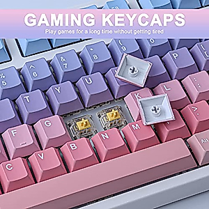 JOMKIZ PBT Keycaps, 129 Keys Dye Sublimation Cherry Profile Keycaps with 6.25U Spacebar Colorful Clouds Keycap Set for Cherry MX Switches ISO/ANSI Layout Mechanical Keyboards