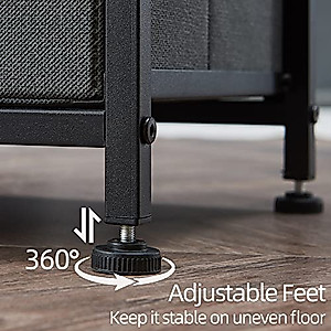 Somdot Nightstand with 2 Drawers, Bedside Table Small Dresser with Removable Fabric Bins for Bedroom Nursery Closet Living Room - Sturdy Steel Frame, Wood Top, Pull Handle - Charcoal Grey/Dark Walnut