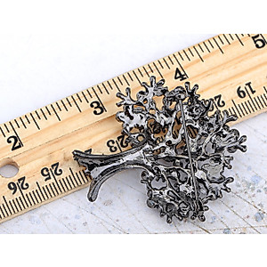 Alilang Gunmetal Tone Topaz Colored Rhinestones Apple Fruit Floral Tree Brooch Pin