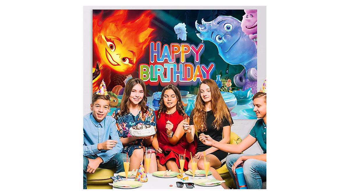 5x3FT Happy Birthday Elemental Banner for Parties
