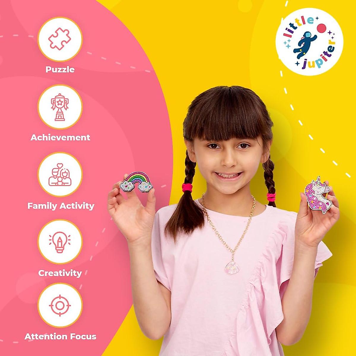 Little Jupiter Unicorns and Rainbows Diamond Art Magnets Set - 8pcs - Diamond Art for Kids - Diamond Art Kits for Kids w/Diamond Art Stickers - Diamond Art Kits - Kids Diamond Art Kits