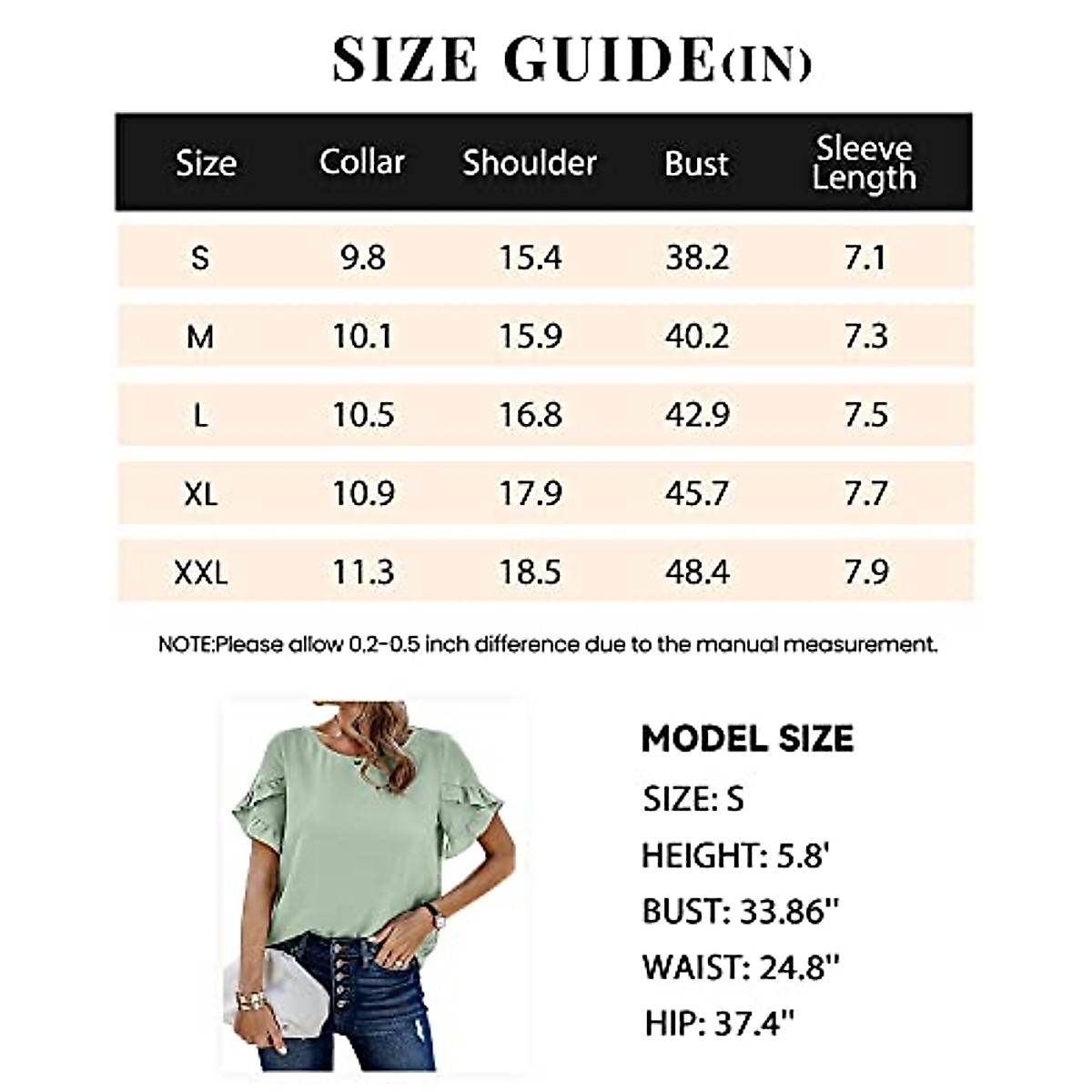 PRETTYGARDEN Women's Shirts Summer Casual Crewneck Lace Crochet Short Sleeve Blouses Cute Floral Print Loose Tunic Tops(Solid Light Green,Large)