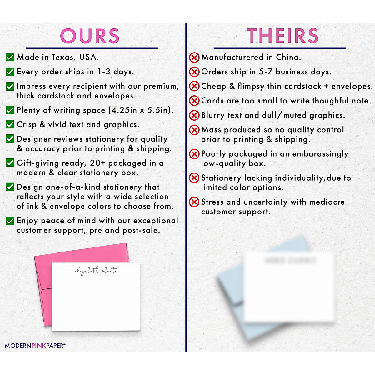 Personalized Stationery for Women, Modern Stationary for Women, FLAT OR FOLDED Note Cards with Envelopes, Your Choice of Colors and Quantity