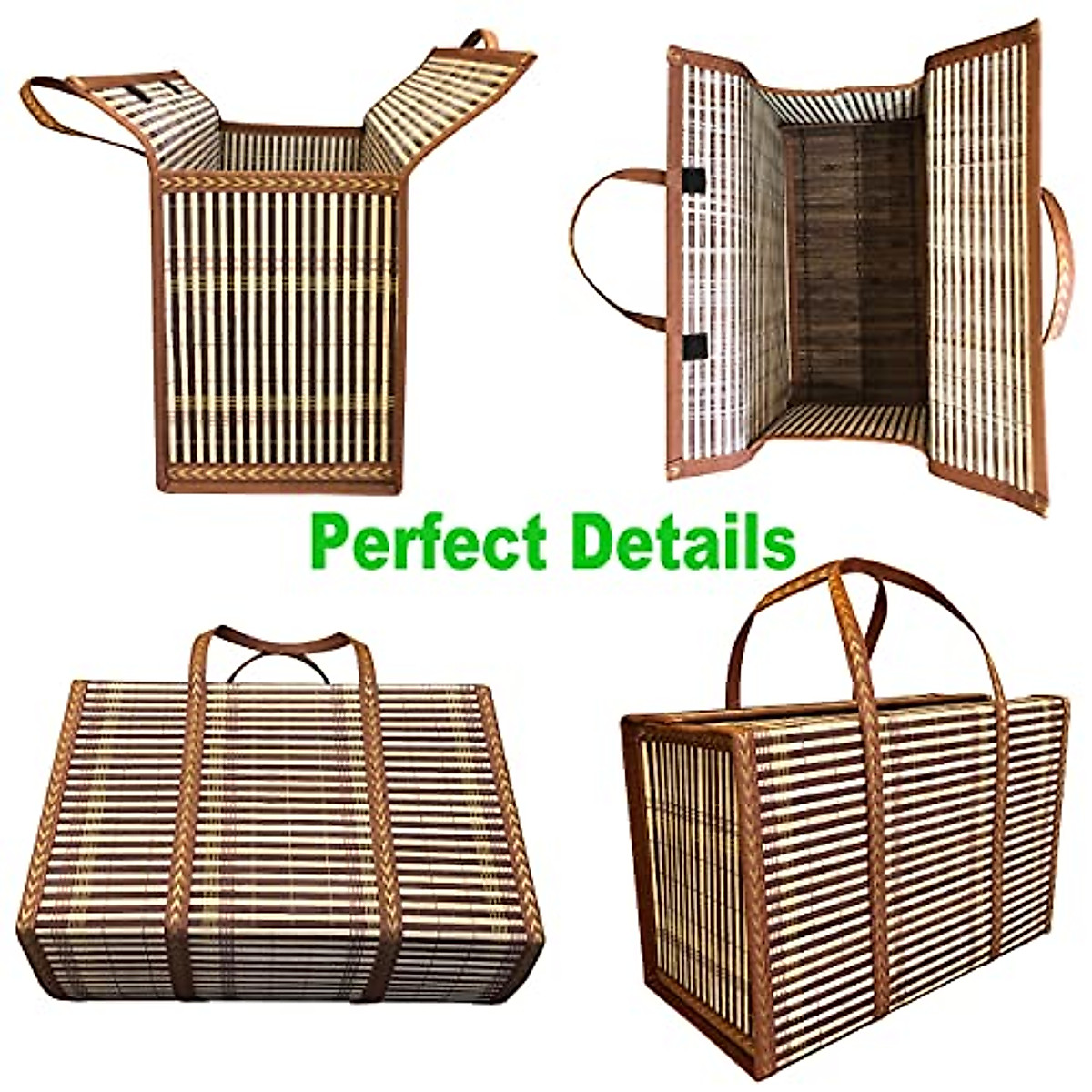 Picnic Basket Empty for 2 ＆ 4 Foldable,Easter Basket Storage of Plastic Easter Eggs and Easter Candy with Handle Lid.(Large)