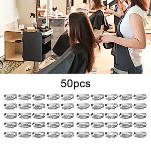 Hair Extension Clips,Wig Clips to Secure Wig No Sew,Hair Wig Clips Hair Extension Clips Set Stainless Steel DIY 8 Teeth Snap Comb Wig Clips Accessories 1.1in (50pcs)(silver), Hair Extension Clips