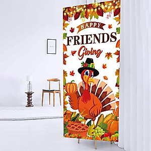 Friendsgiving Party Decorations Large Size Happy Friendsgiving Door Banner for Friendsgiving Party Decorations,71x35inch