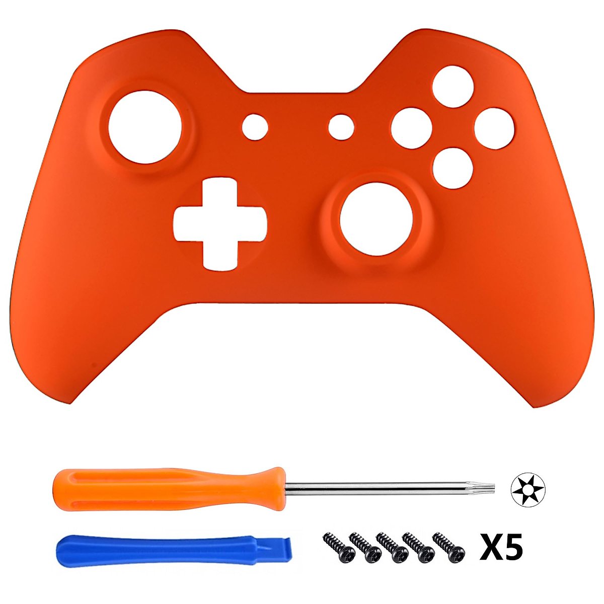 eXtremeRate Custom Design Unique Top Shell Case Front Housing Replacement Faceplate Kits for Xbox One Remote Controller Cover (Soft Touch Orange)