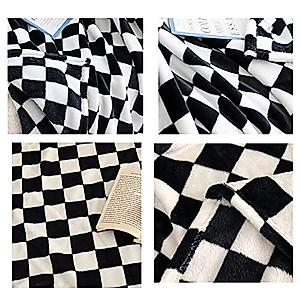 Buffalo Plaid Throw Blanket Flannel Checkerboard Grid Pattern No Pilling Luxury Plush Cozy Flannel Blanket Suitable for Bed Couch Chair (Black, 60”x78”)