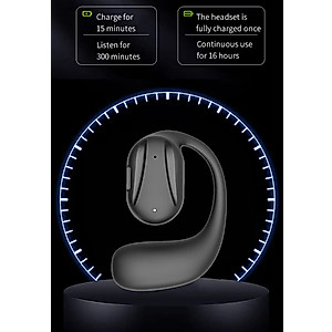 BQXX Open Ear Bluetooth Headphone Single on Ear Bluetooth Headset Wireless Earpiece with earhook Sport Business Earphone Up to 15 Hours Talk Time Left Earphone