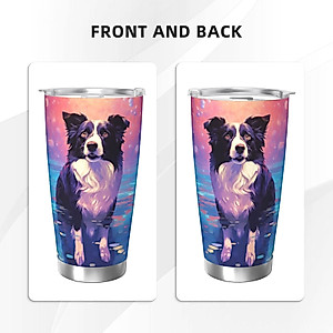 Border Collie Dog Tumbler with Lid - 20 oz Stainless Steel Vacuum Cup for Coffee, Water, and Travel - Leakproof for Home, Office, and School