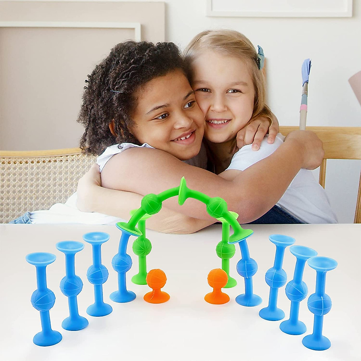 Hadeam Darts Game Set : 22Pcs Suction Sucker Toys Cup Decompression Soft Silicone Indoor Outdoor Competitive Games for Adults and Kids(for Big Size), blue and green (WJ-1)