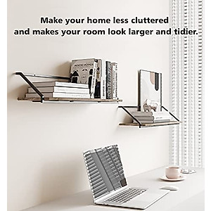 ARTLUO Shelves for Wall Decor Set of 2，24 Inch Floating Wall Shelves，Floating Book Shelves for Wall，Natural Wood Floating Shelves，Wall Mounted Bookshelf，Wall Shelves for Bedroom，Living Room，Bathroom