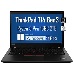 2024 ThinkPad T14 Gen 3 Business Laptop (14" FHD+, AMD Ryzen 5 Pro 6650U, 16GB DDR5 RAM, 2TB SSD, 6-Core(Beats i7-1165G7)), Backlit, Fingerprint, Type-C, FHD Webcam, 3-Year Warranty, Win 11 Pro
