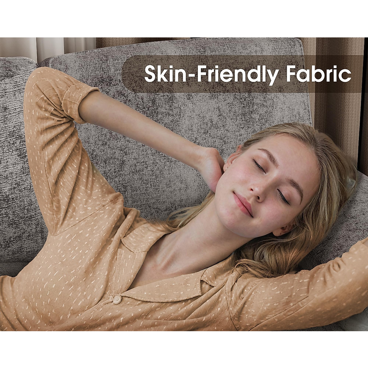 Furmax Sectional Couches for Living Room, U-Shaped Sofa Couch with Linen Fabric, 4 Seat Sofa Set with Double Chaise for Apartment (Fabric, Grey)