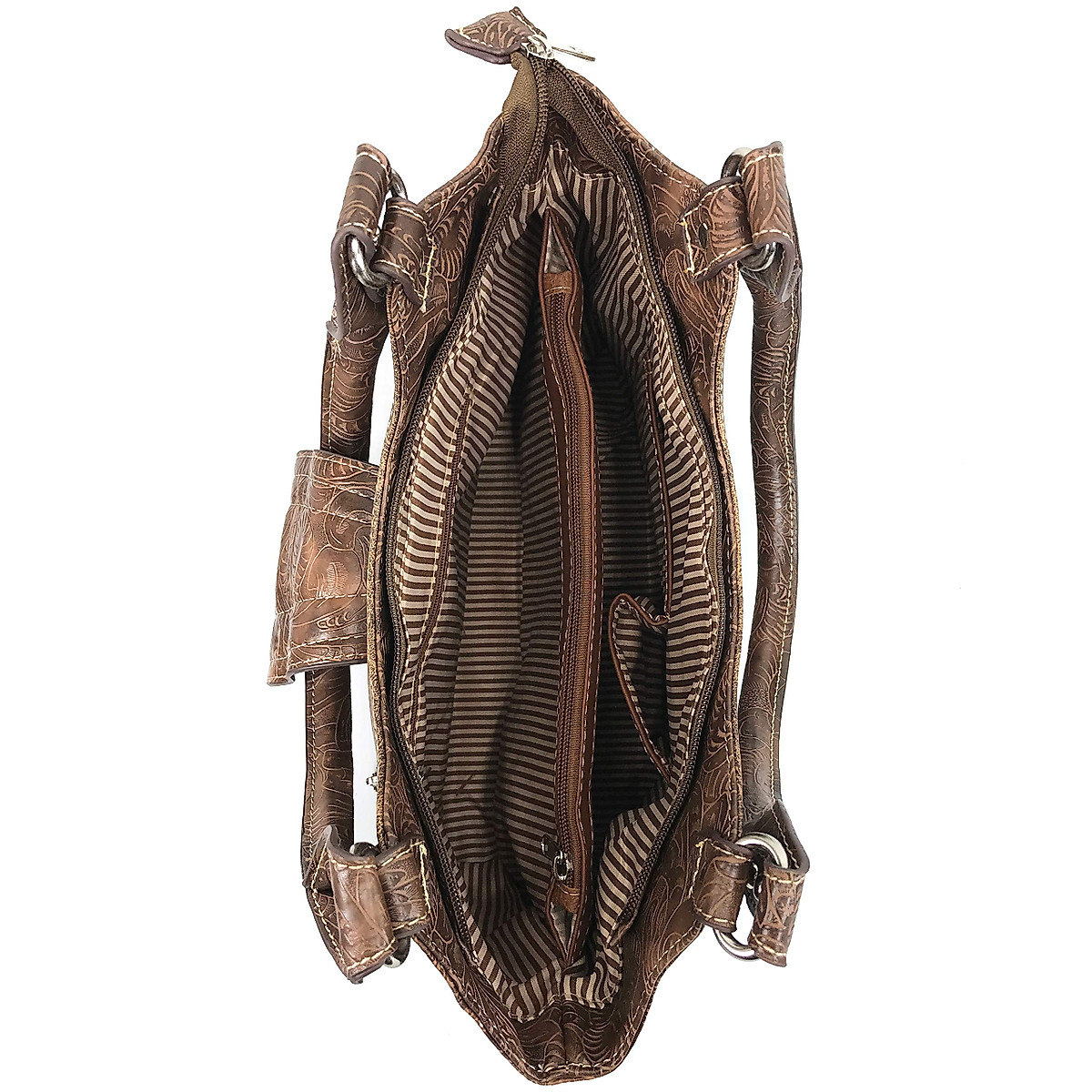 Zelris Longhorn Skull Embroidered Feather Cactus Design Conceal Carry Women Tote Purse Handbag (Purple)