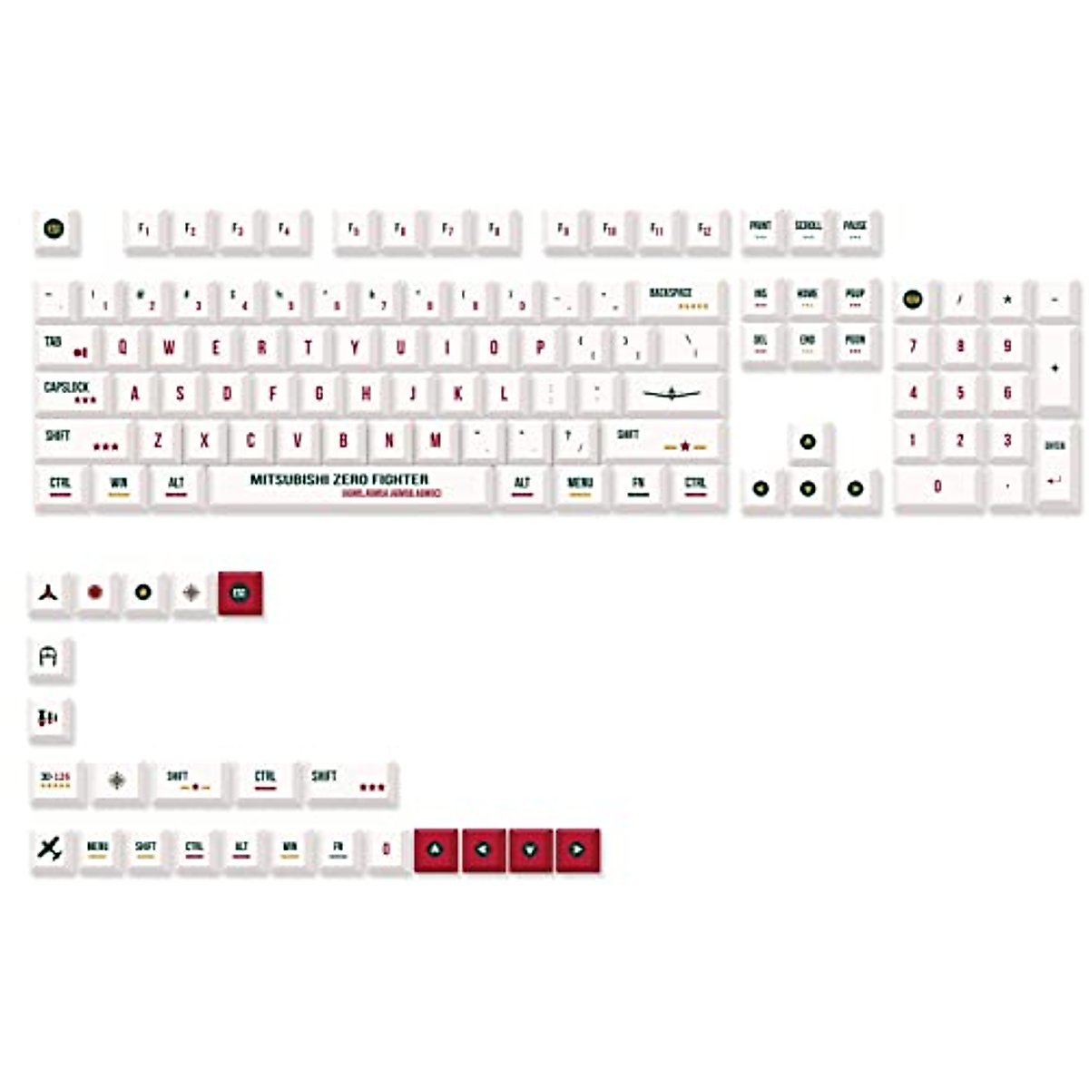 IOAOI Aircraft Keycaps, PBT Keycaps 128 Key Custom Keycap Set with Key Fetcher and Gift Box Keycaps for Cherry MX Switches /GK61/ GK64/ RK61/ Anne/ GH60 / ALT61 - Only Keycaps